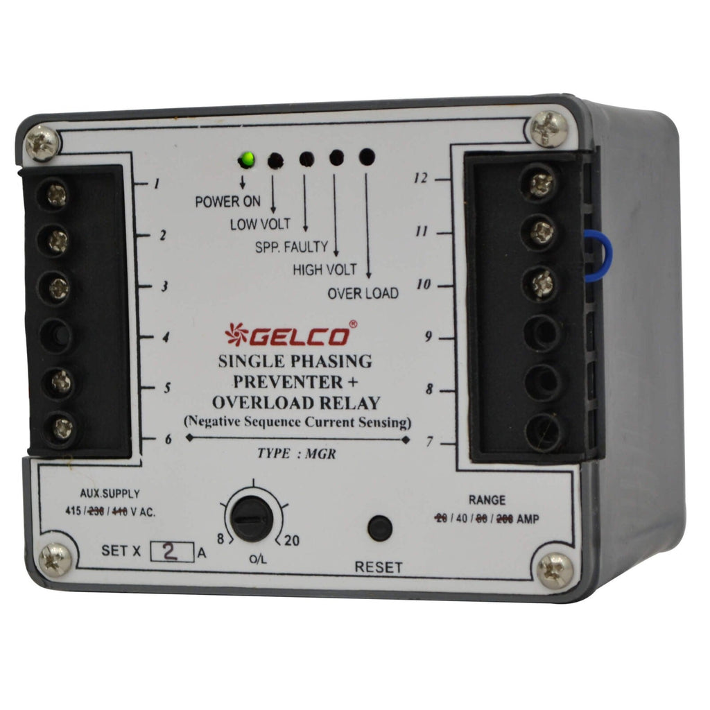 MGR Single Phasing Preventer + Overload Relay – Gelco Electronics Pvt. Ltd.