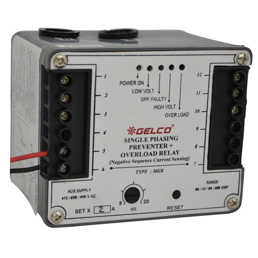 MGR Single Phasing Preventer + Overload Relay – Gelco Electronics Pvt. Ltd.