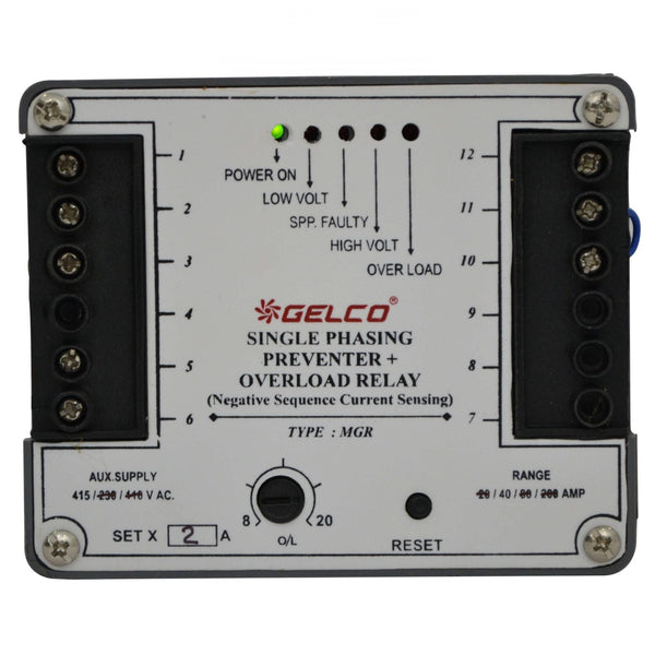 MGR Single Phasing Preventer + Overload Relay – Gelco Electronics Pvt. Ltd.
